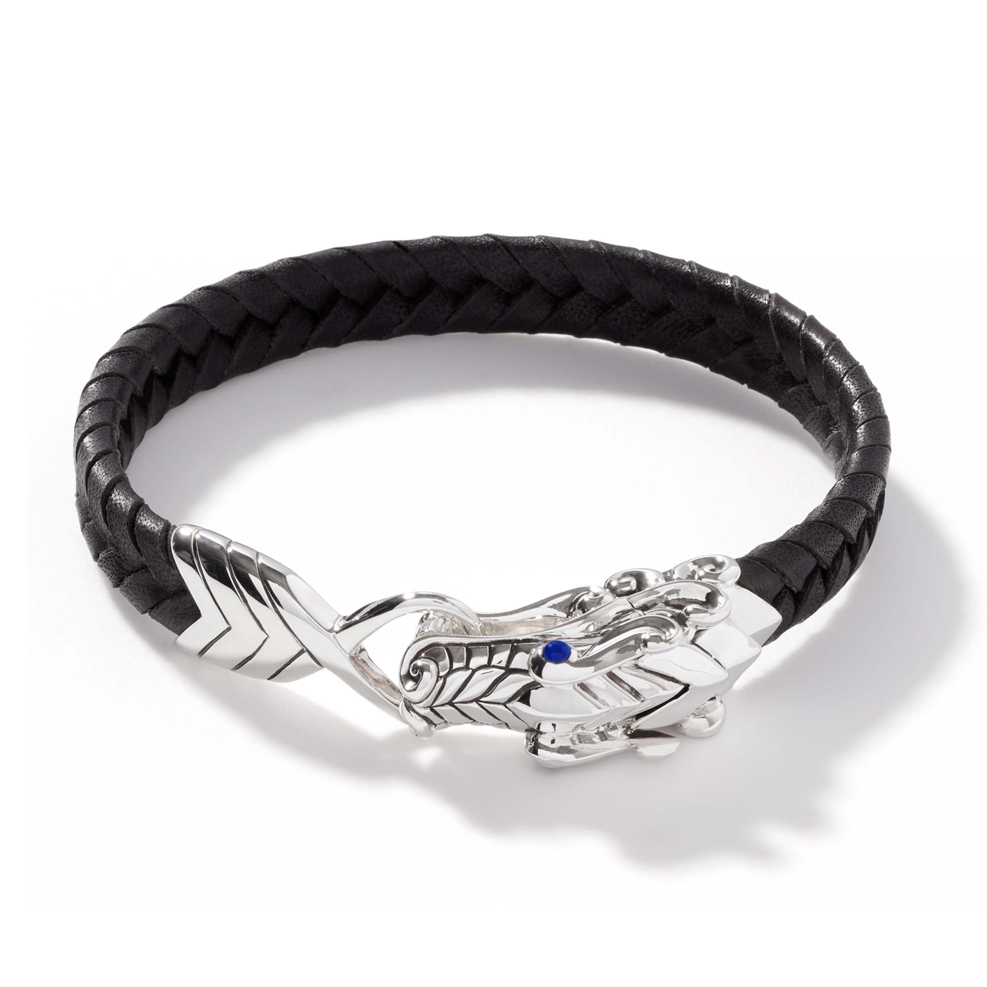 Naga Bracelet in Leather, SterlingSilver – John Hardy
