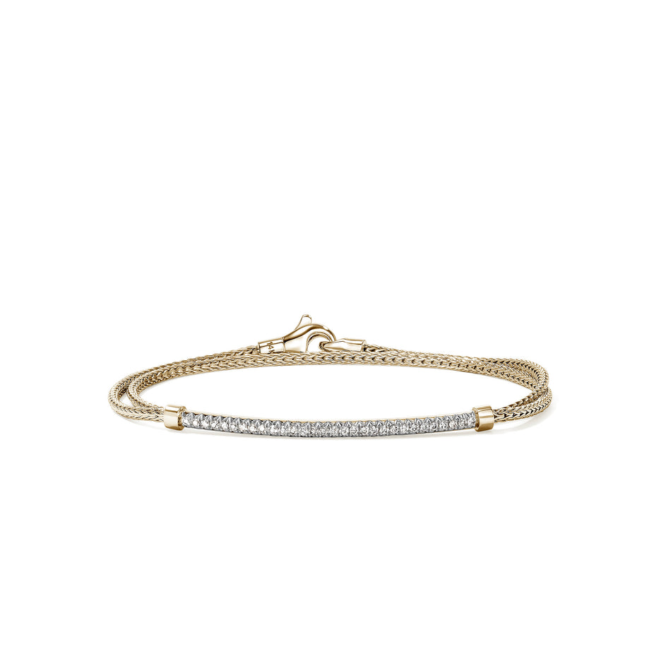 JH Essential Pavé Wrap Bracelet, Gold, Diamonds, 1.8MM – John Hardy