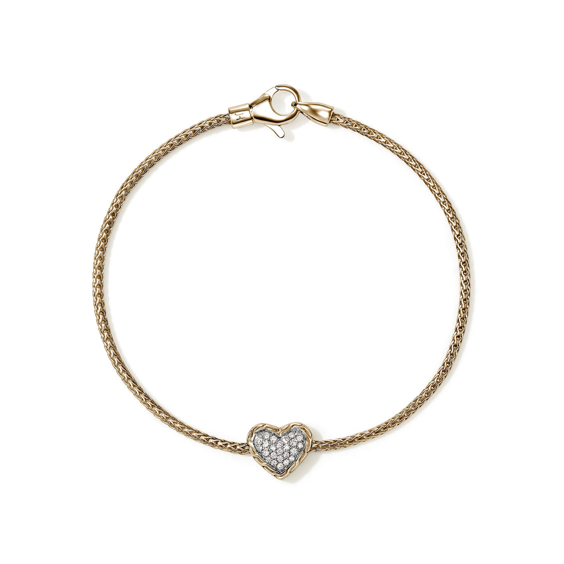 JH Essential Heart Bracelet, Gold, Diamonds, 1.8MM – John Hardy