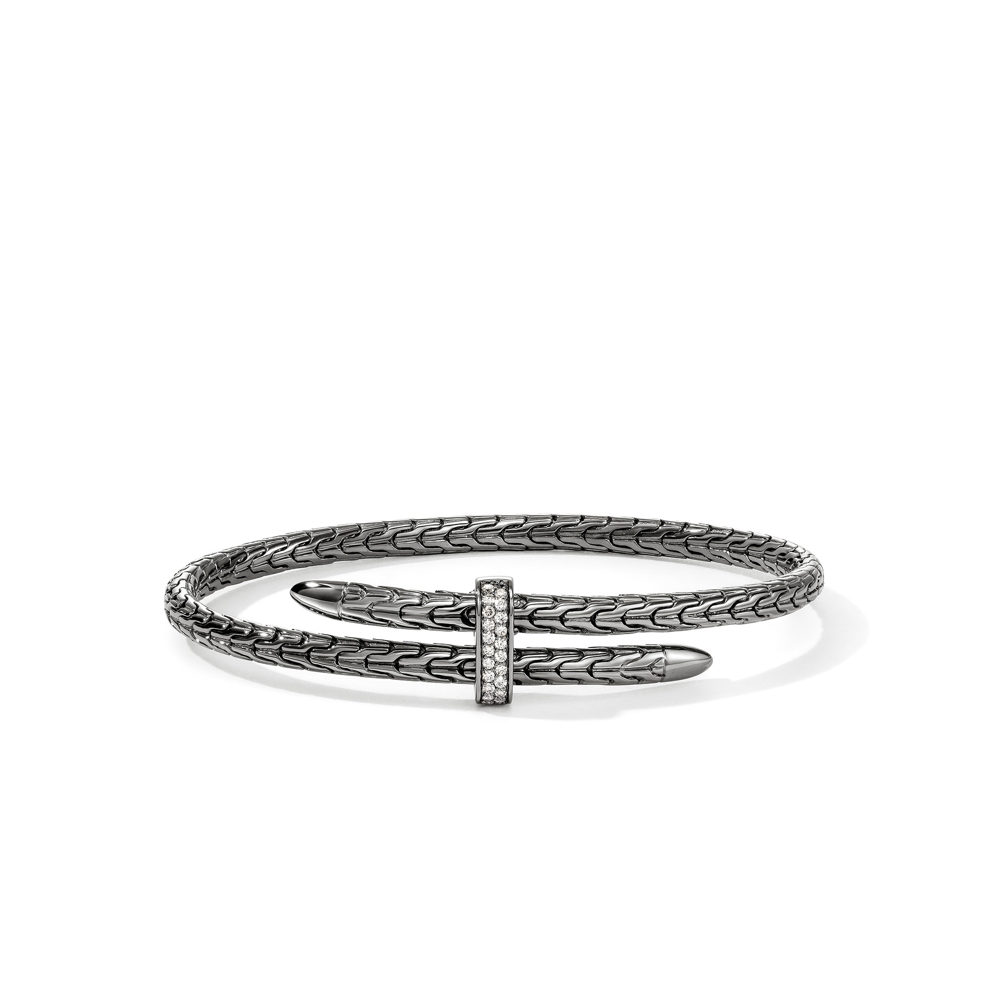 Spear Flex Cuff, Dark Silver, Diamonds, Slim – John Hardy