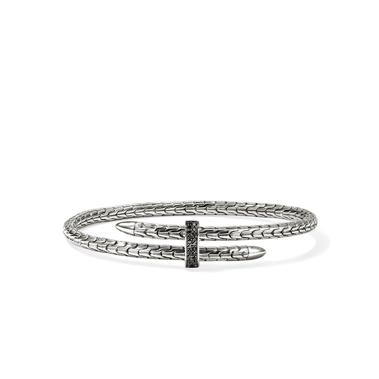 Spear Flex Cuff, Sterling Silver, Black Sapphire, 4MM – John Hardy