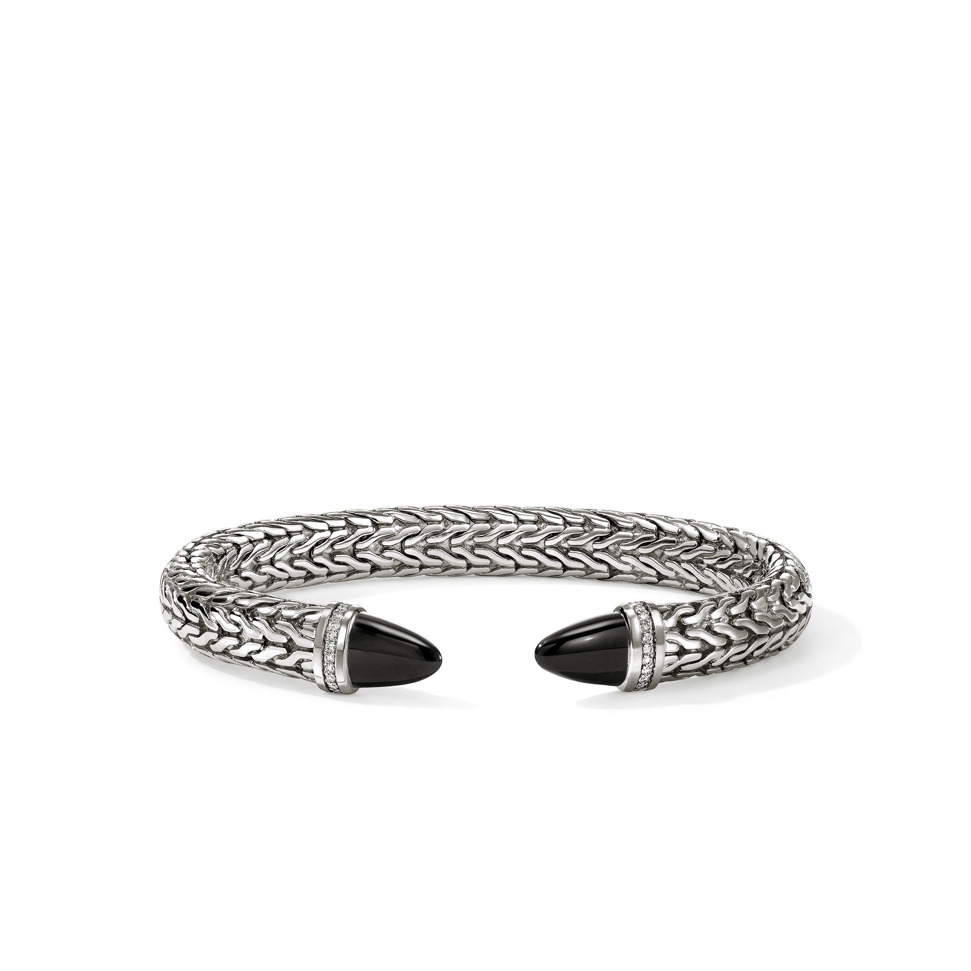 Spear 50 Flex Cuff, Sterling Silver, Black Onyx, Diamonds – John Hardy