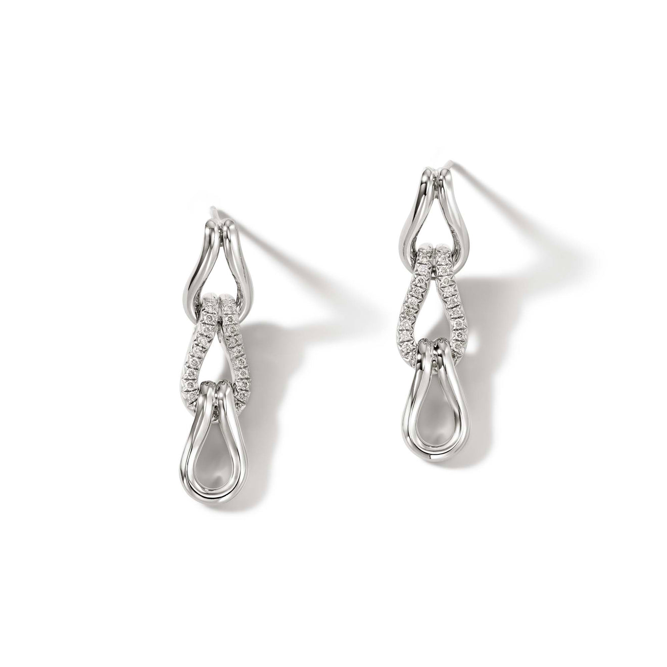 Surf Link Earrings, Sterling Silver, Diamonds|EBP9011792DI – John Hardy