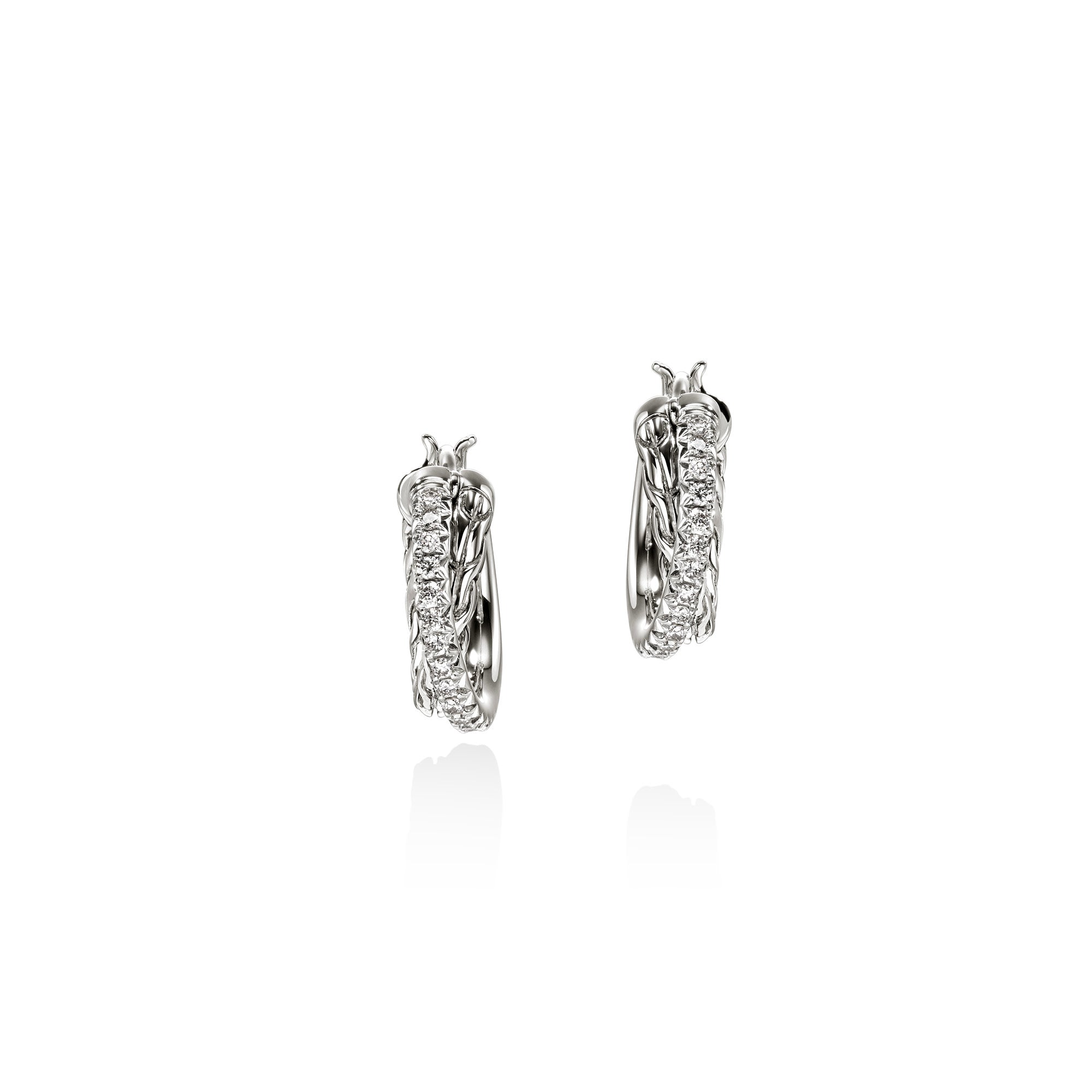 JH Essential Pavé Crossover Hoop Earring, Sterling Silver, Diamonds ...