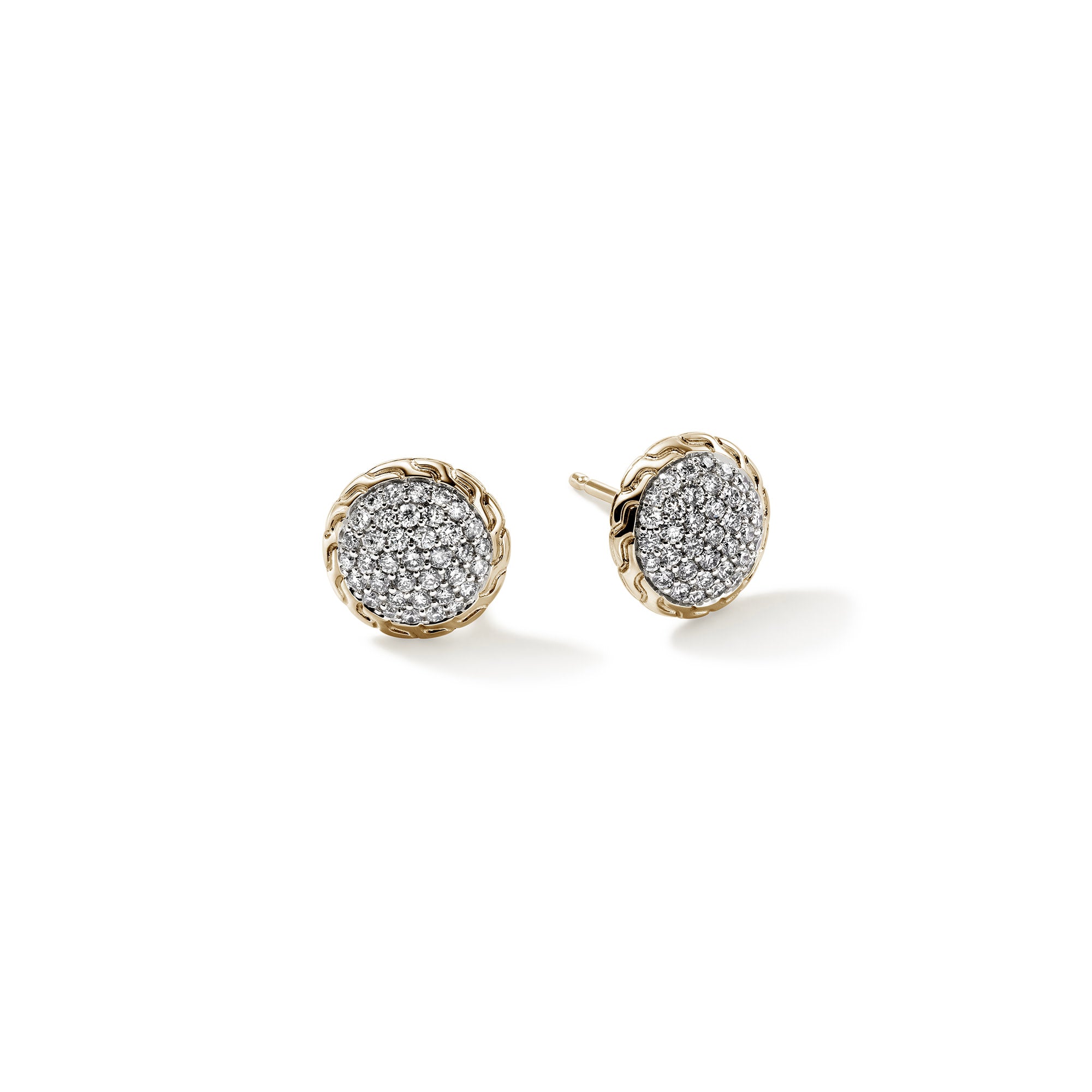 JH Essential Pavé Stud Earring, Gold, Diamonds, 10MM – John Hardy