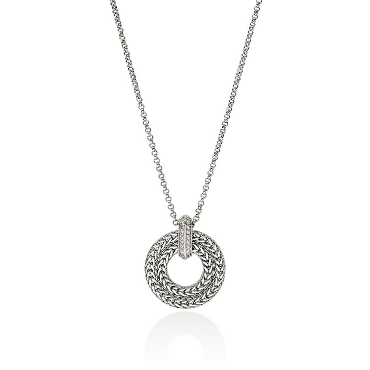 Icon Link Pendant Necklace, Sterling Silver, Diamonds, 2MM – John Hardy