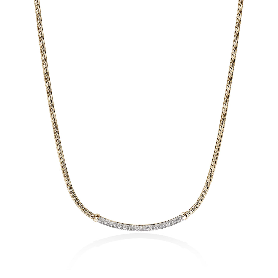 JH Essential Pavé Necklace, Gold, Diamonds, 2.5MM – John Hardy