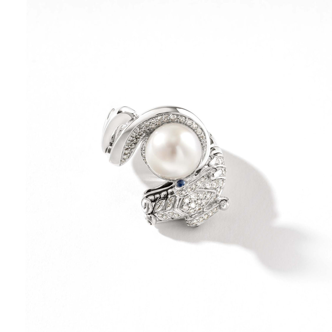 Naga Ring, Sterling Silver, Diamonds, Pearl – John Hardy