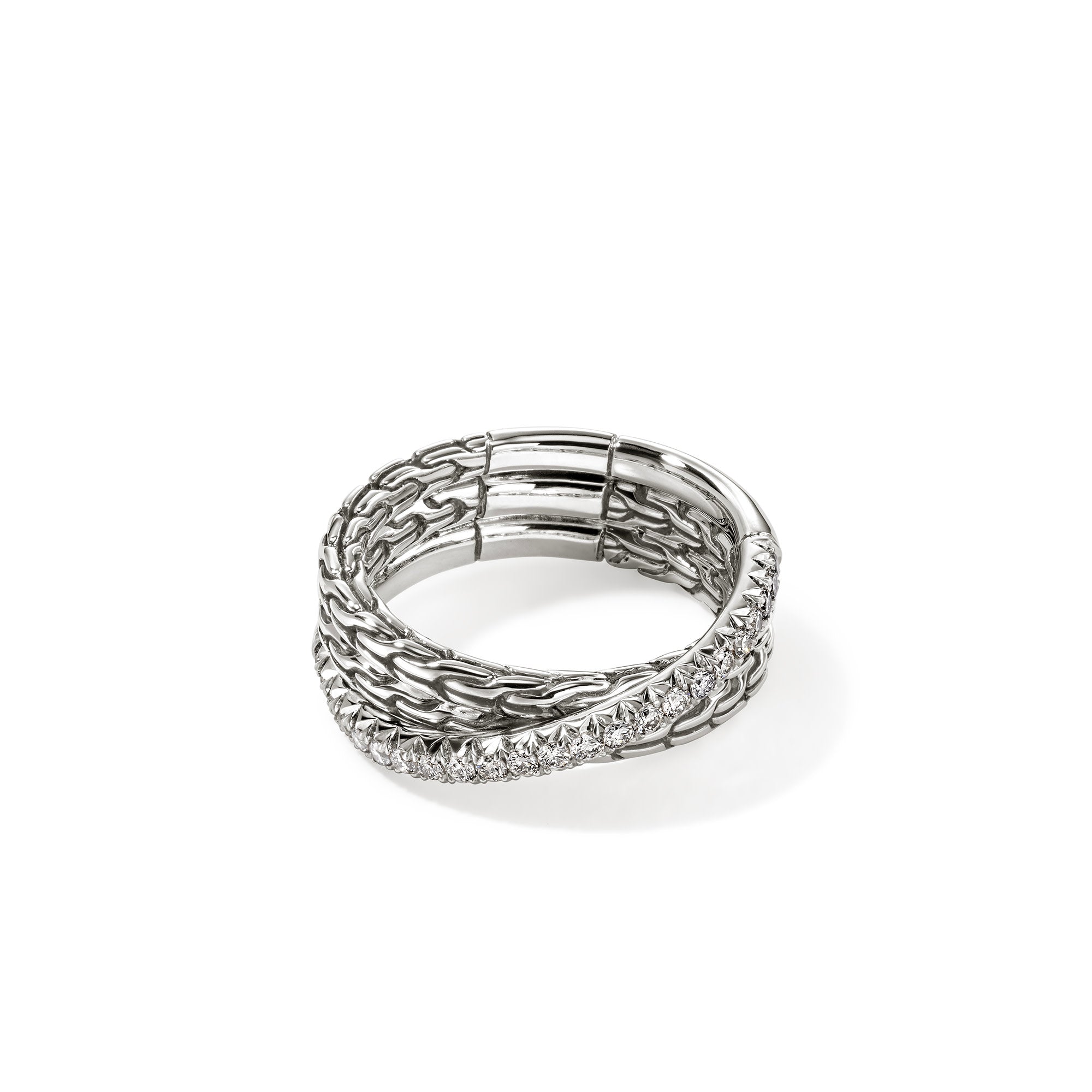 JH Essential Pavé Crossover Ring, Sterling Silver, Diamonds – John Hardy