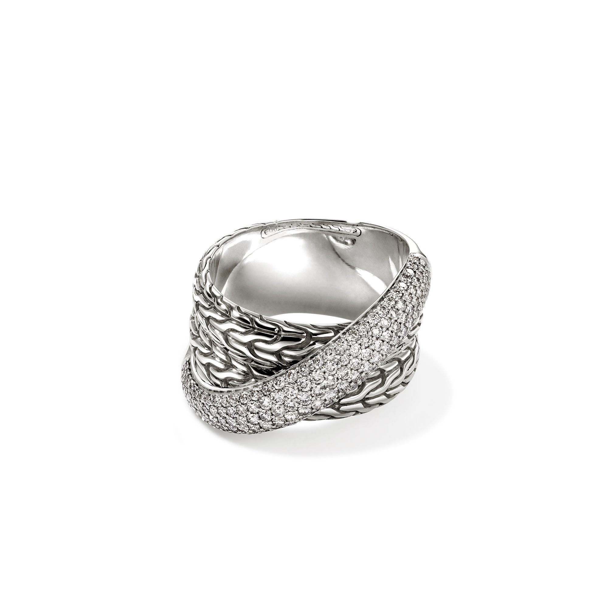 JH Essential Pavé Crossover Ring, Sterling Silver, Diamonds – John Hardy