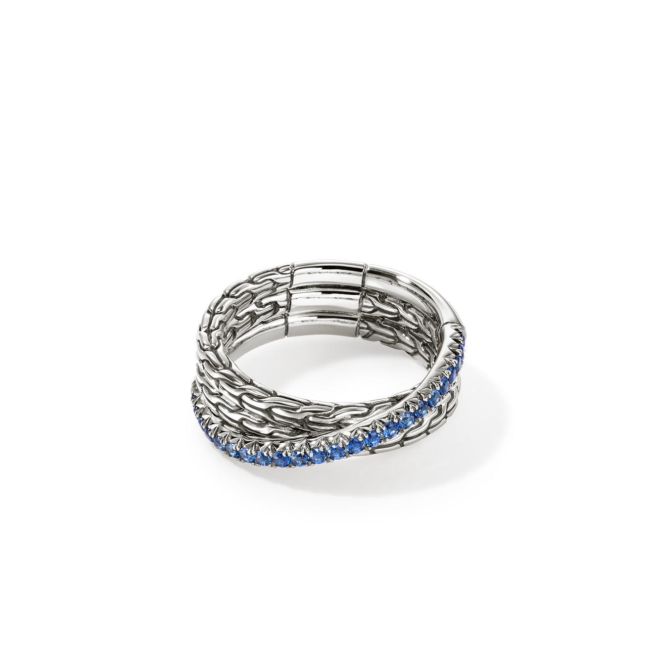 JH Essential Pavé Crossover Ring, Sterling Silver, Gemstones – John Hardy
