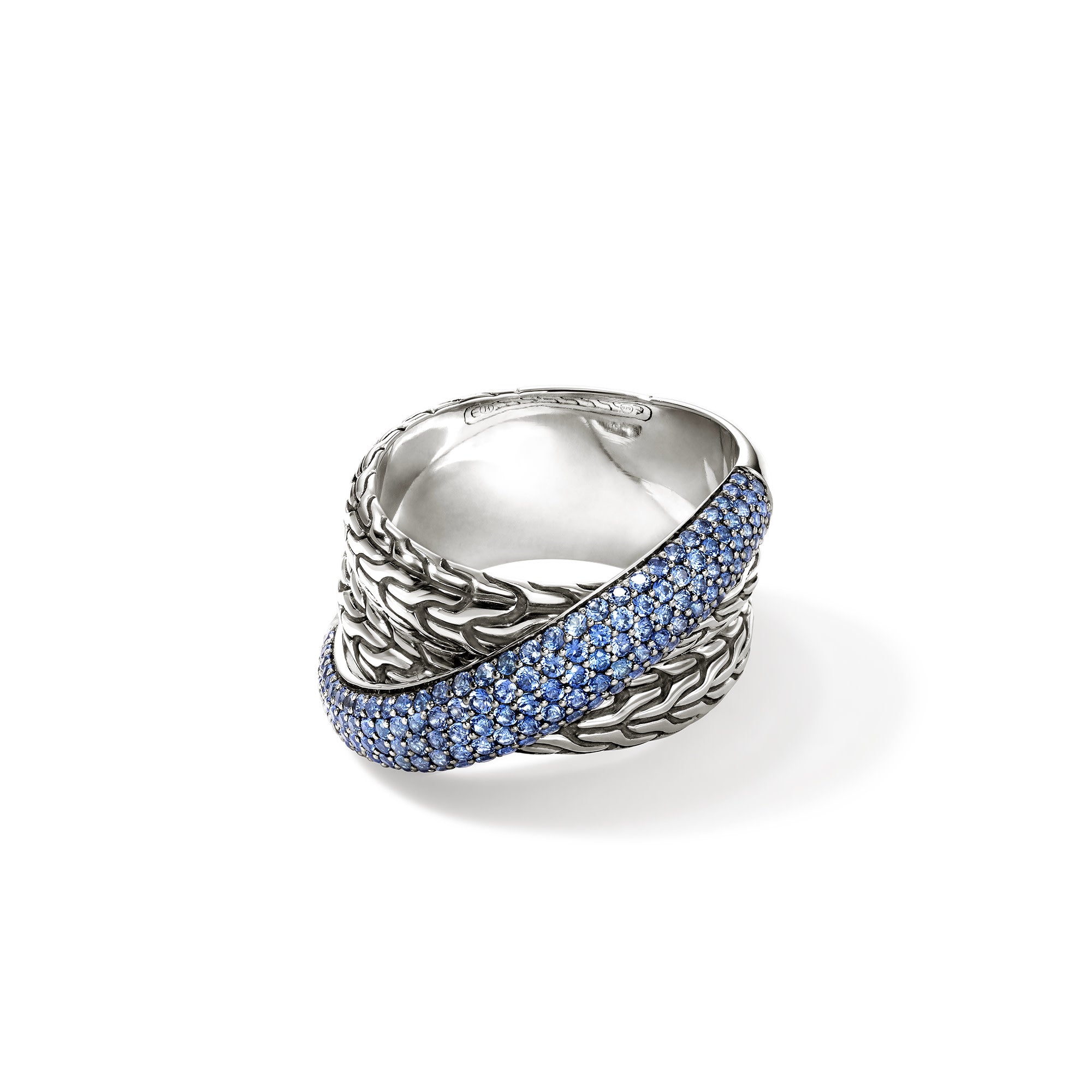 JH Essential Pavé Crossover Ring, Sterling Silver, Gemstones – John Hardy