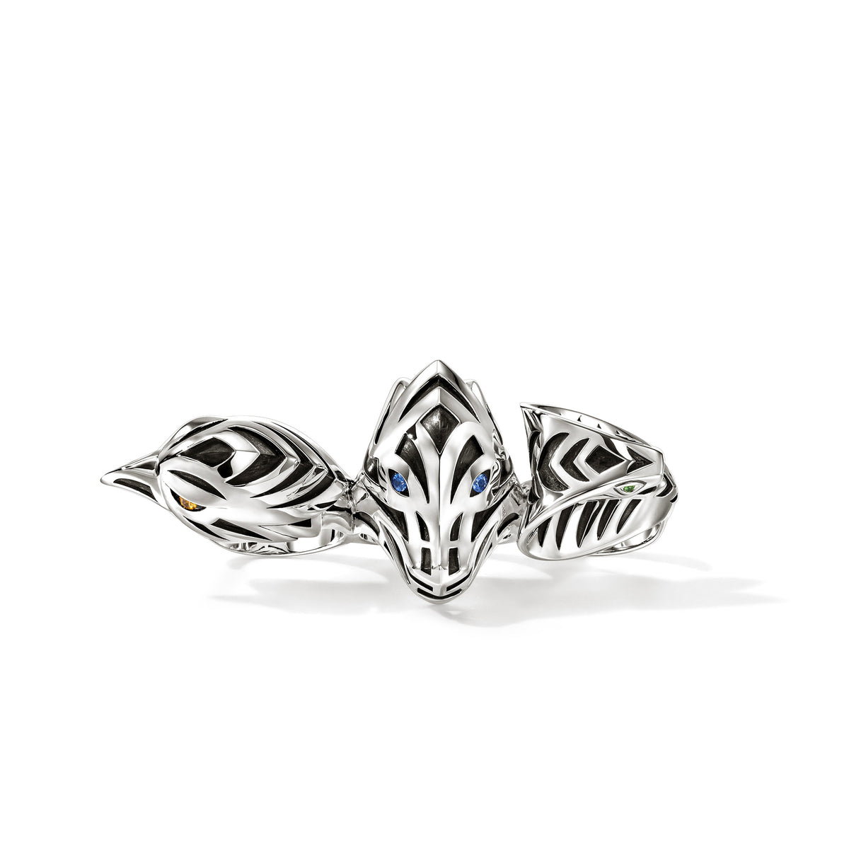 Legends Three Finger Ring, Sterling Silver, Gemstones – John Hardy