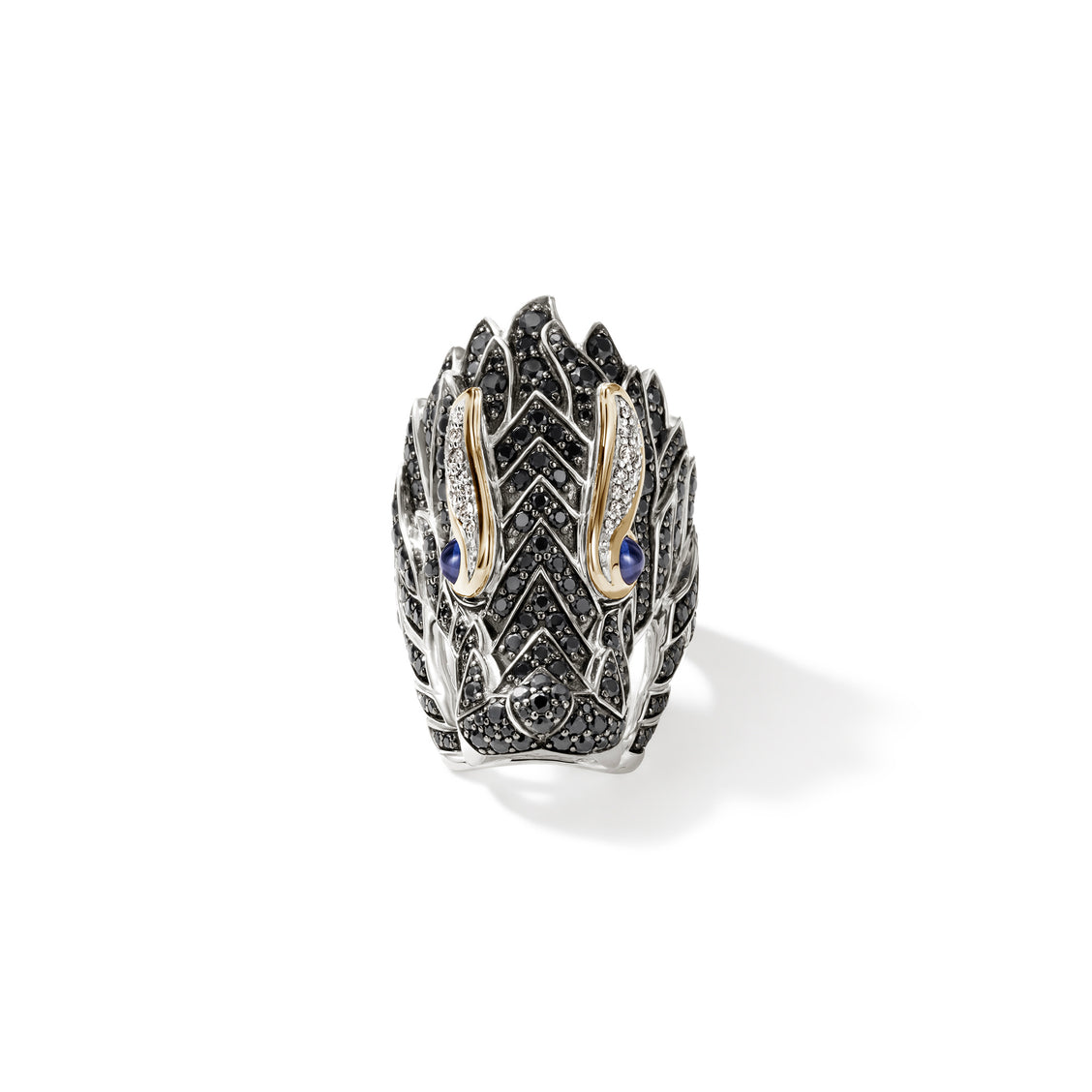 Naga Saddle Ring, Gold, Silver, Diamonds|RZS603354BLSBSPDI – John Hardy